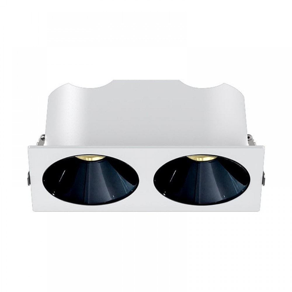 Double spot LED encastré carré blanc - 2x7W - 36° - ByLED.fr®